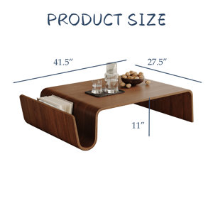 Ivy Bronx 41" Modern Minimalist Brown Coffee Table, Solid Wood Veneer, Retangular Coffee Table ...